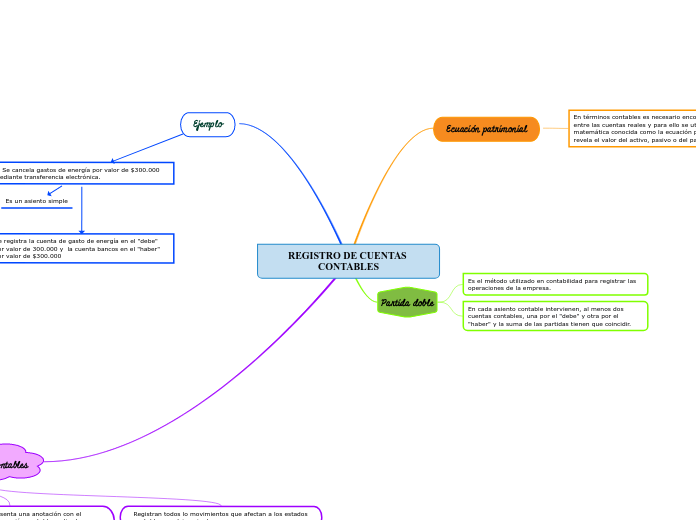REGISTRO DE CUENTAS CONTABLES - Mind Map